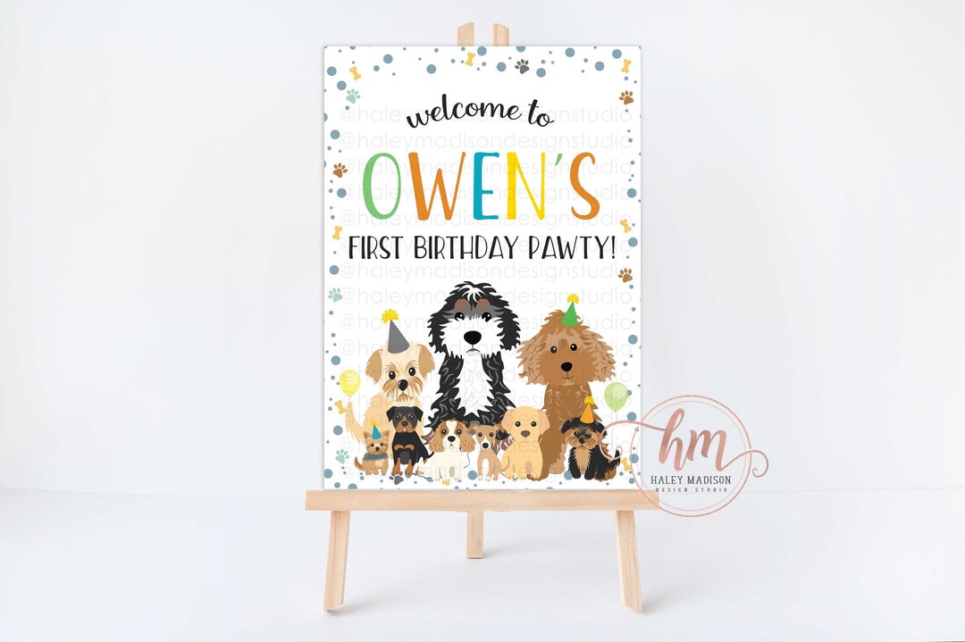 Puppy Pawty Birthday Welcome Sign, Puppy Birthday Decorations, Doggie ...