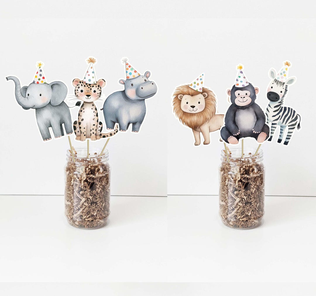 Set of 6 Safari Animals Centerpieces Size 6", Party Animals ...