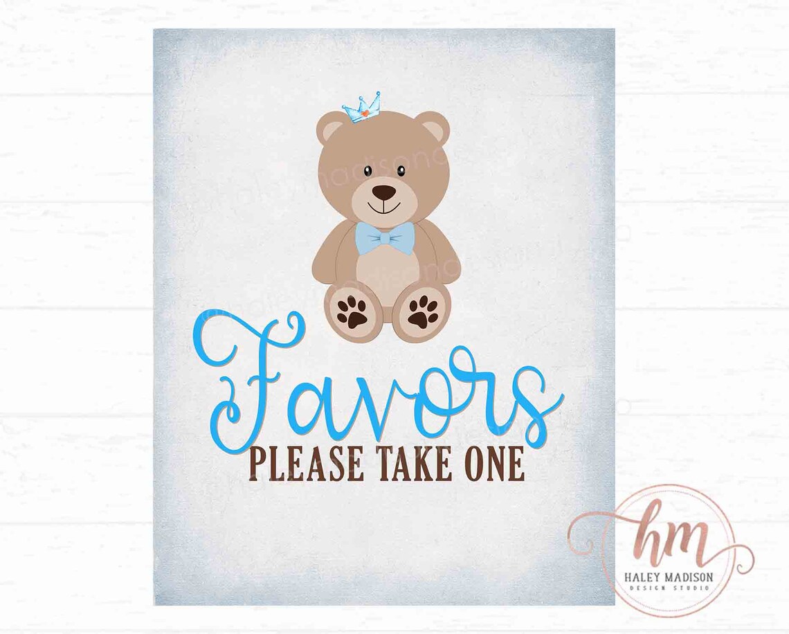 Teddy Bear Baby Shower Favors Sign Baby Boy Shower Sign - Etsy