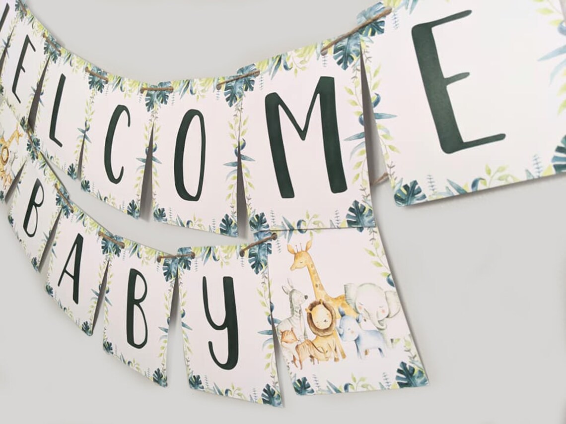 Jungle Welcome Baby Banner Jungle Baby Shower Jungle Safari - Etsy
