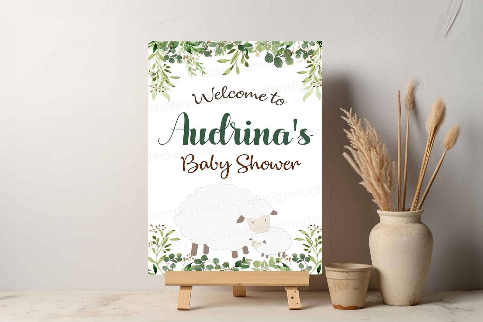 Little Lamb Baby Shower Welcome Sign, Gender Neutral Baby Shower Sign ...