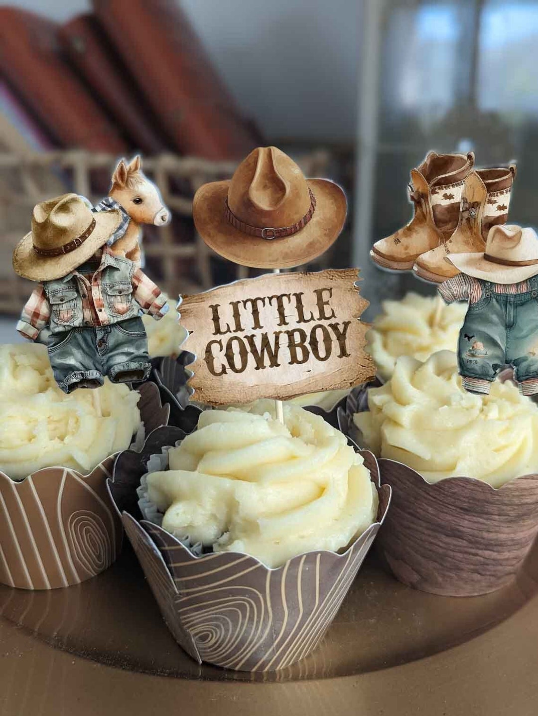 12 Little Cowboy Cupcake Toppers, Cowboy Food Picks, Cowboy Decorations ...