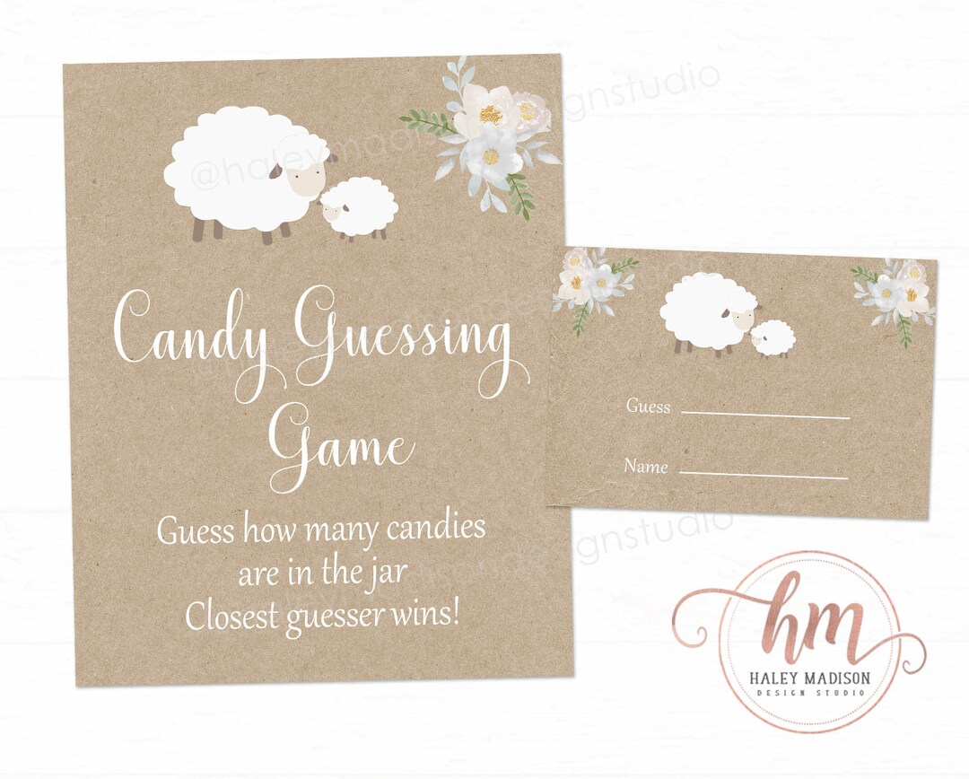 Little Lamb Baby Shower Game Guess How Many Candy Guessing - Etsy