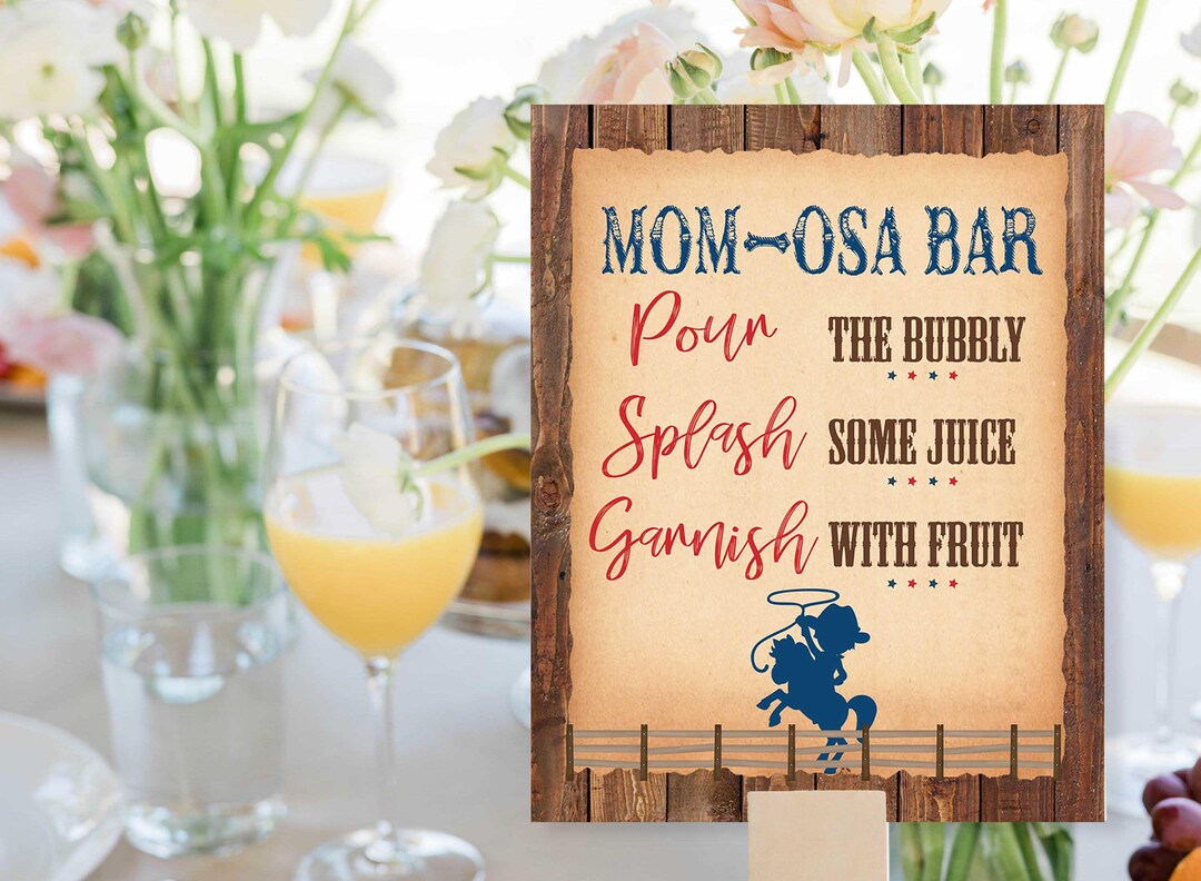 Cowboy Baby Shower Mom Osa Bar Sign, Momosa Mimosa Sign, Cowboy Baby ...