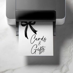 PRINTABLE Black Bow Cards and Gifts Sign, Bows Bridal Shower Gifts ...