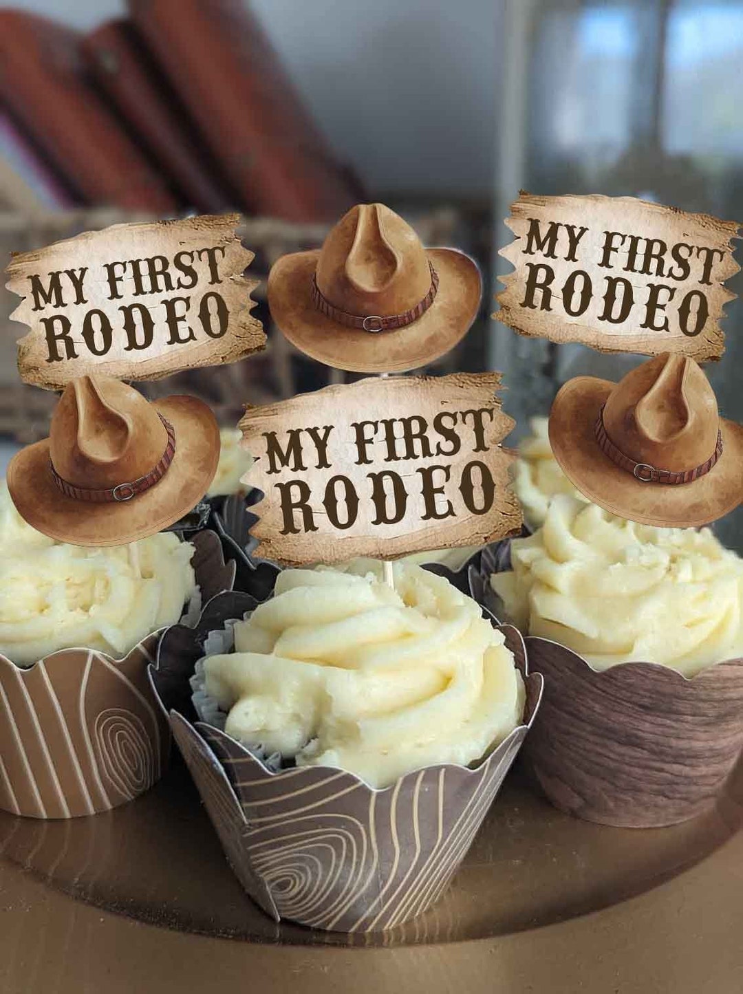12 Little Cowboy Cupcake Toppers, My First Rodeo Cowboy Food Picks ...