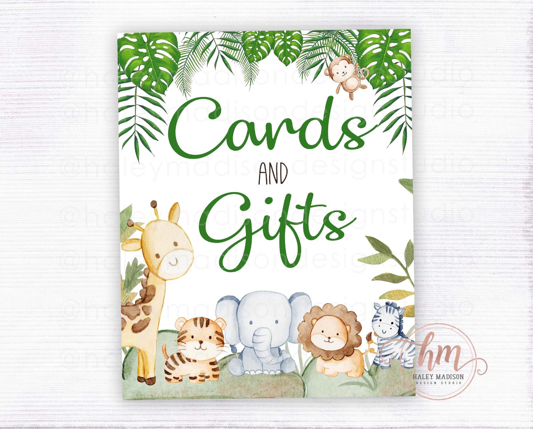 Party Supplies Cards and Gifts Sign for Baby Shower Safari Jungle ...