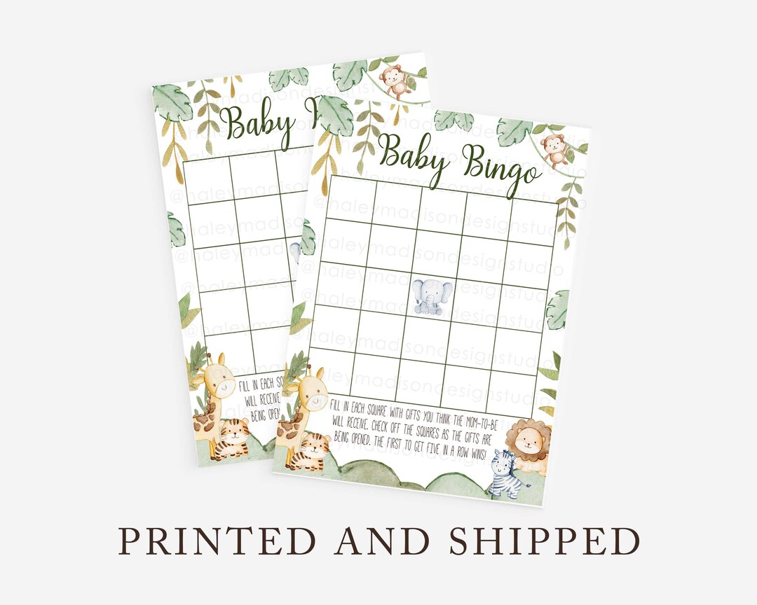 Jungle Bingo Game,jungle Baby Shower Bingo Game,safari Baby Shower Game ...
