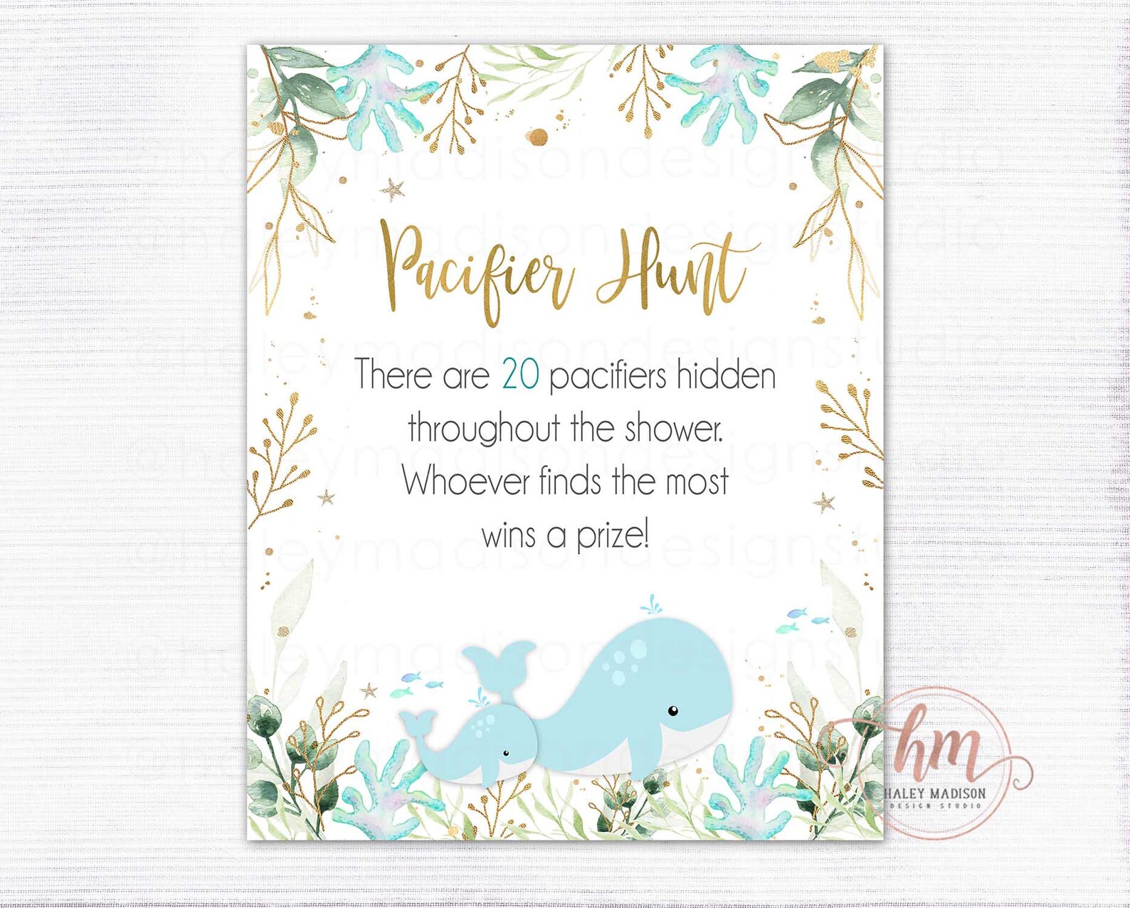 Whale Pacifier Hunt Game Find the Pacifiers Baby Shower Game - Etsy