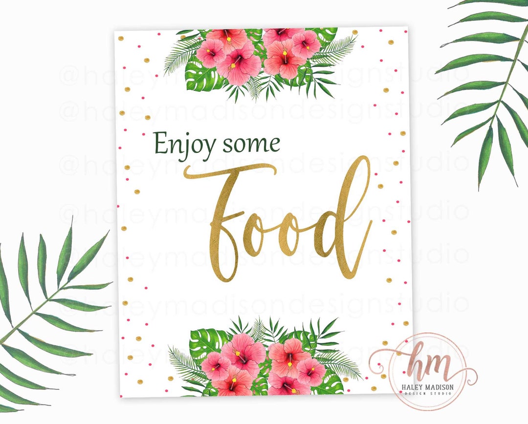 Hawaiian Baby Shower Food Sign, Tropical Food Sign, Food Table Sign ...