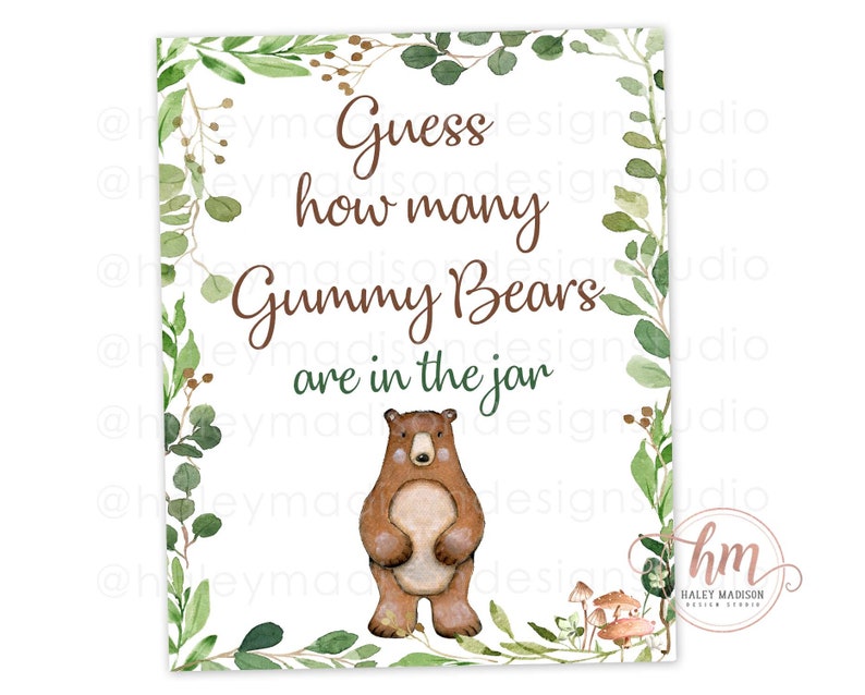 Woodland Baby Shower Gummy Bears Sign Woodland Baby Shower - Etsy