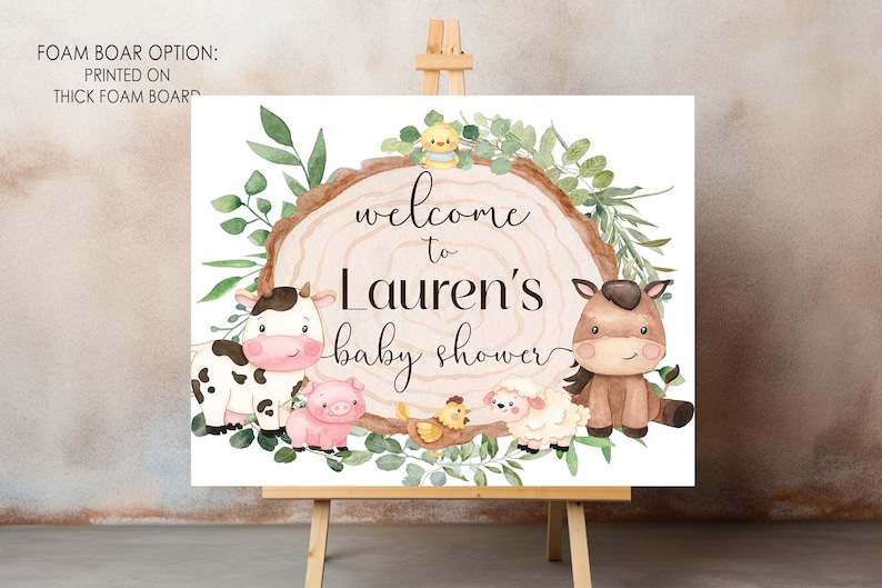 Farm Animals Welcome Sign Farm Baby Shower Welcome Sign Floral Farm ...