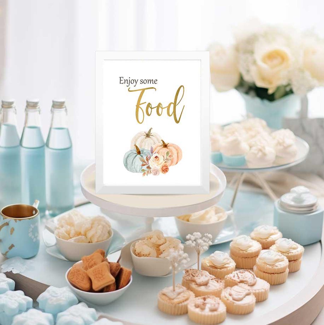 Blue Pumpkin Food Sign, Fall Food Sign, Food Table Sign, Rustic Pumpkin ...