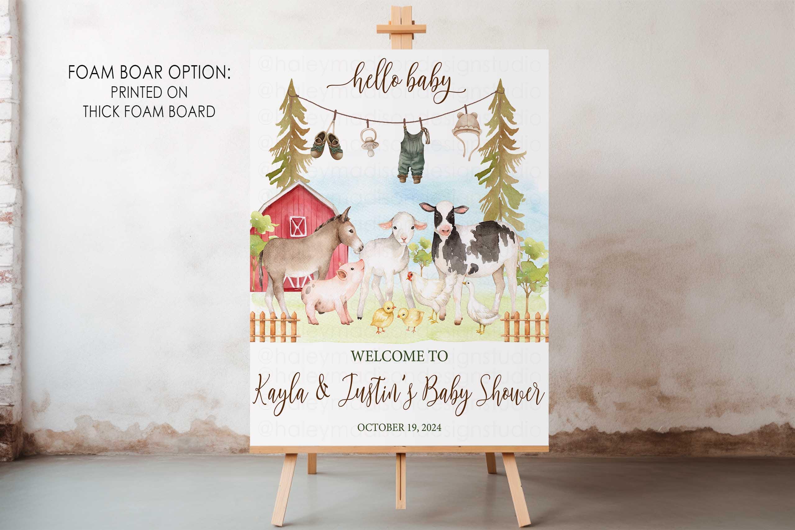 Farm Animals Welcome Sign, Farm Baby Shower Welcome Sign, Farm Party ...