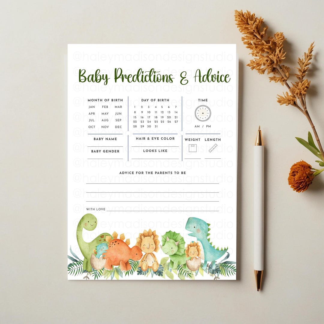Dinosaurs Baby Shower Predictions and Advice Printable File - Etsy