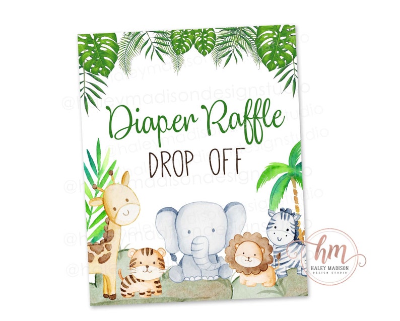 Jungle Diaper Raffle Drop Off Sign Jungle Baby Shower diaper | Etsy