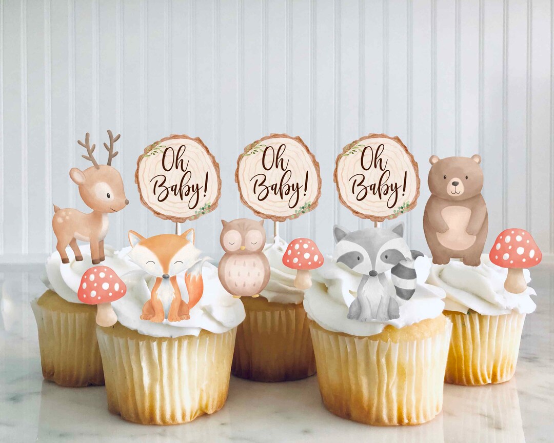 Set of 12 Forest Friends Cupcake Toppers, Forest Animals Toppers ...