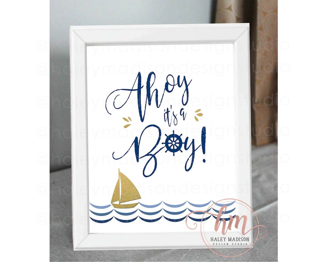 PRINTABLE Ahoy It's a Boy Sign, Nautical Boy Baby Shower Sign, Nautical ...