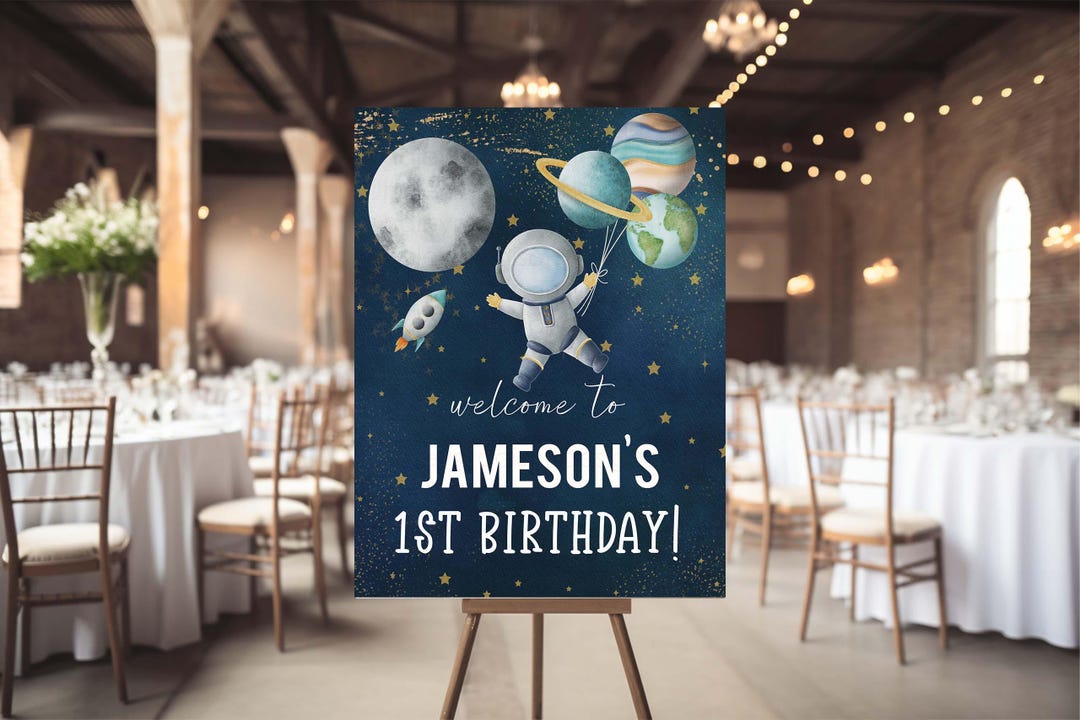 Space Welcome Sign, Astronaut Galaxy Welcome Sign, Outer Space First ...