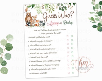 Baby Shower Guess Who Game Woodland Forest Theme - Etsy