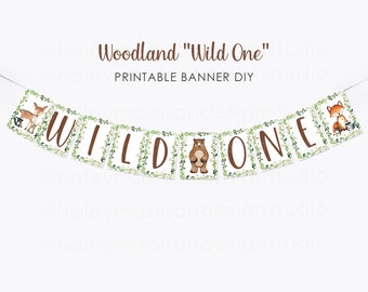 Woodland Animals Wild One Banner Forest Friens First Birthday | Etsy