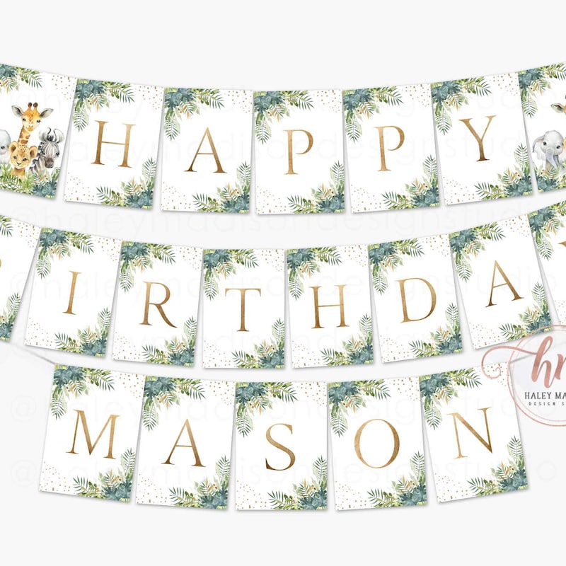 Happy Birthday Jungle Banner - Etsy