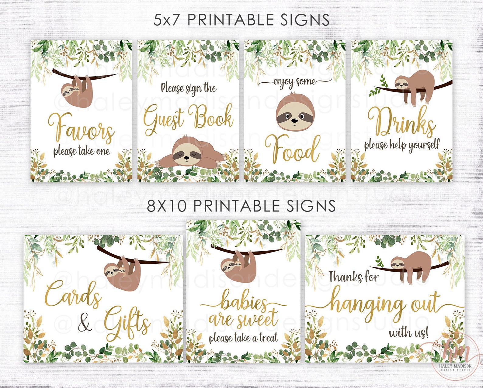 PRINTABLE Sloth Baby Shower Signs, Sloth Table Signs, Sloth Signs ...