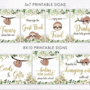 PRINTABLE Sloth Baby Shower Signs, Sloth Table Signs, Sloth Signs ...