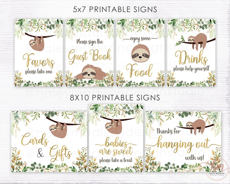 PRINTABLE Sloth Baby Shower Signs, Sloth Table Signs, Sloth Signs ...