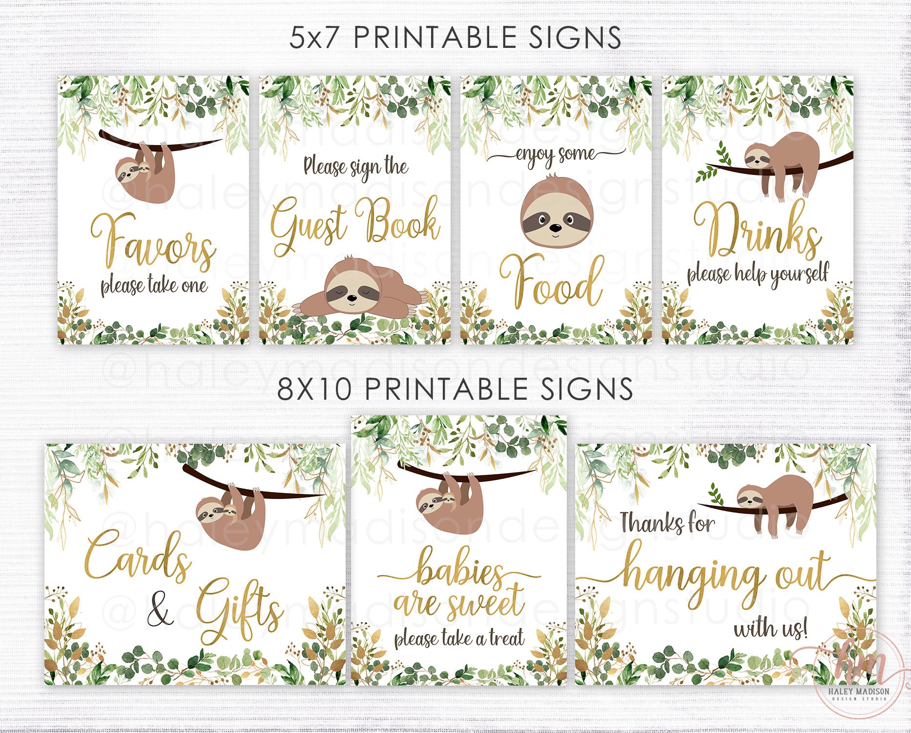PRINTABLE Sloth Baby Shower Signs, Sloth Table Signs, Sloth Signs ...