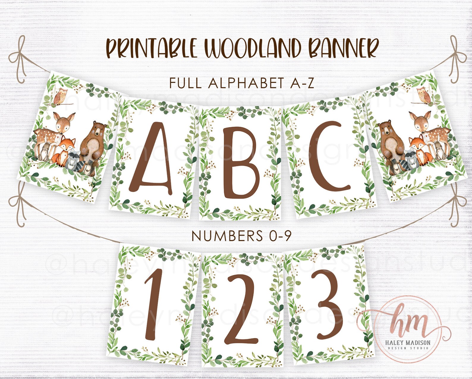PRINTABLE Woodland Banner Woodland Alphabet Banner Woodland | Etsy