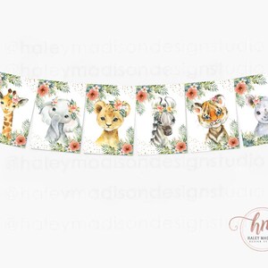 Jungle Animals Banner, Safari Baby Shower Banner, Jungle Birthday Party ...