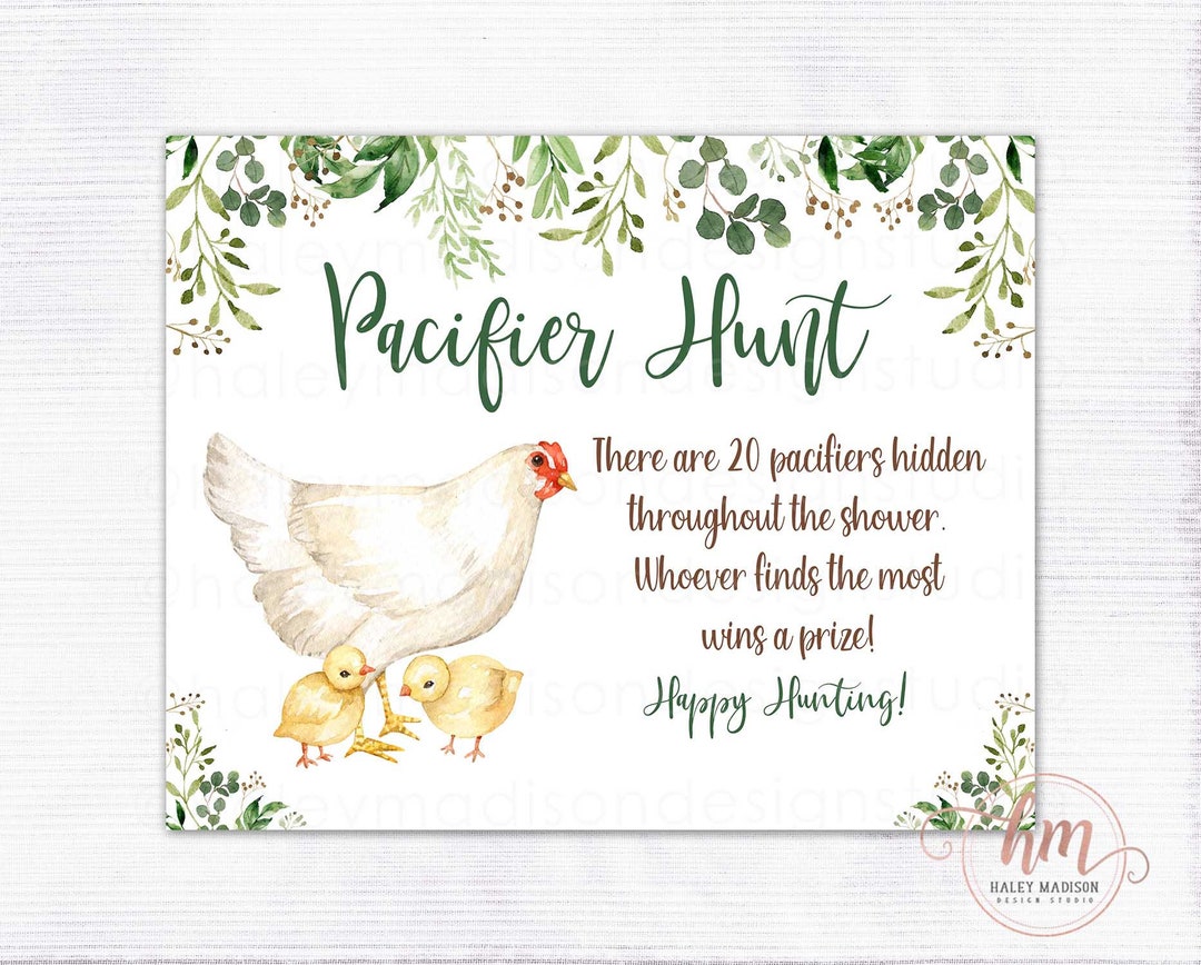 Farm Pacifier Hunt Game, Find the Pacifiers Baby Shower Game, Farm Baby ...