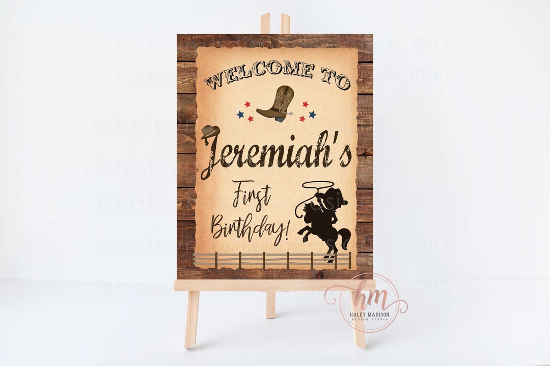 Little Cowboy Birthday Welcome Sign , Cowboy Birthday Decorations ...