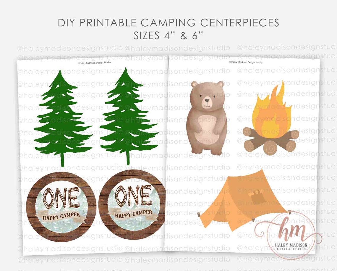 PRINTABLE One Happy Camper Centerpieces Happy Camper - Etsy