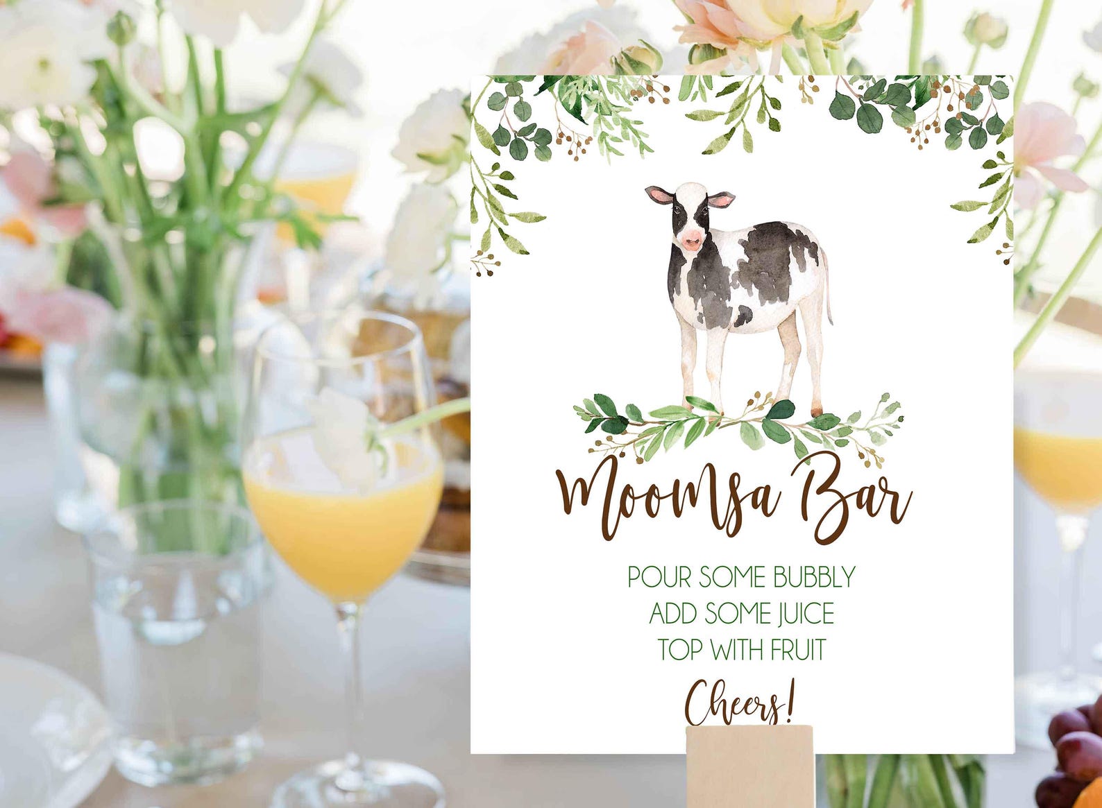 Farm Moomosa Bar Sign, Farm Baby Shower Mimosa Bar Sign, Moo-mosa Bar ...