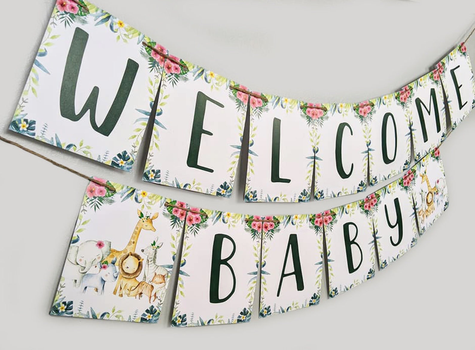 Jungle Welcome Baby Banner Jungle Baby Shower Jungle Safari - Etsy