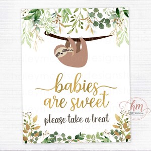 Sloth Food Sign Baby Shower Table Signs, Treat Sign, Favors Sign ...