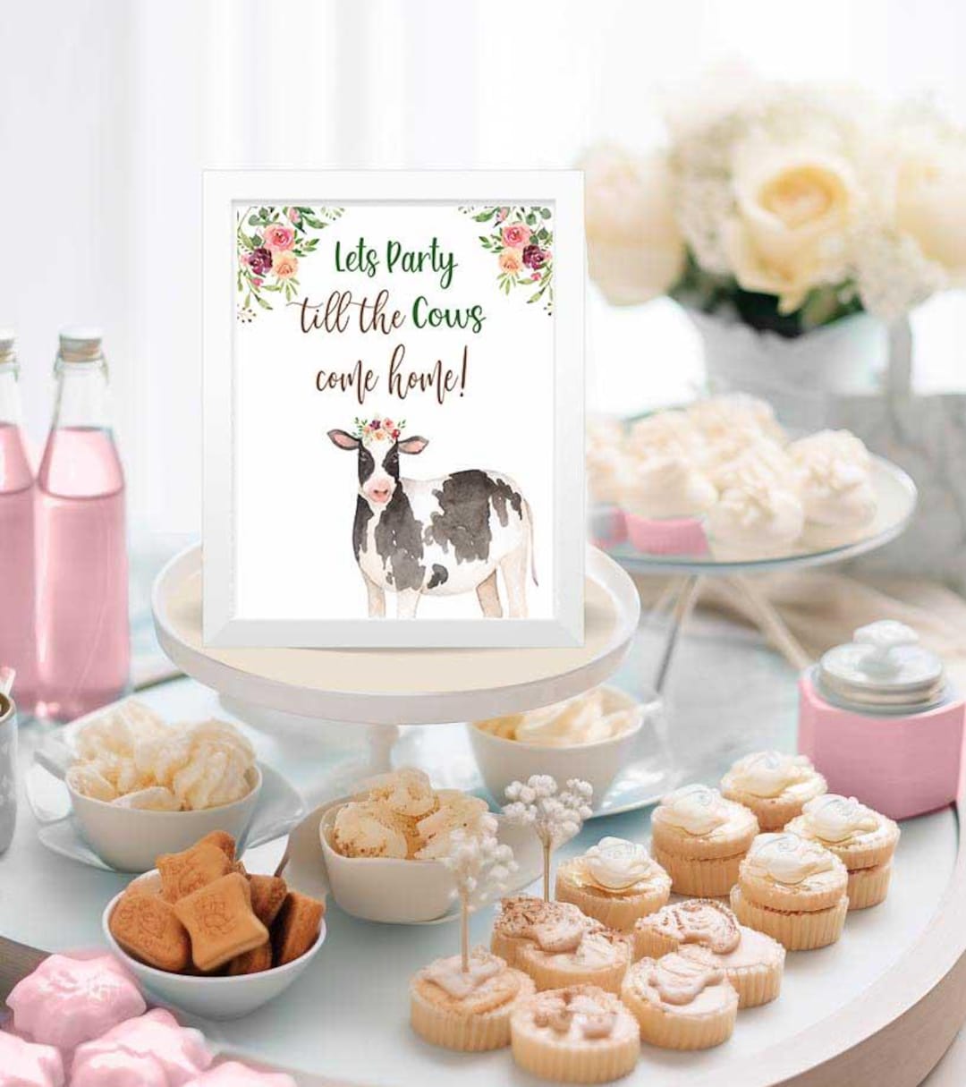 PRINTABLE Floral Party Till the Cows Come Home Farm Party Sign, Farm ...