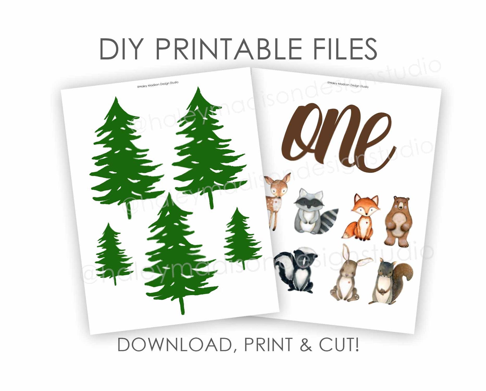 PRINTABLE Woodland ONE Cake Topper, Woodland First Birthday Topper ...