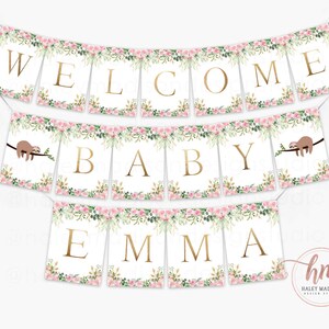 Sloth Baby Shower Gold Welcome Baby Banner Sloth Baby Shower - Etsy