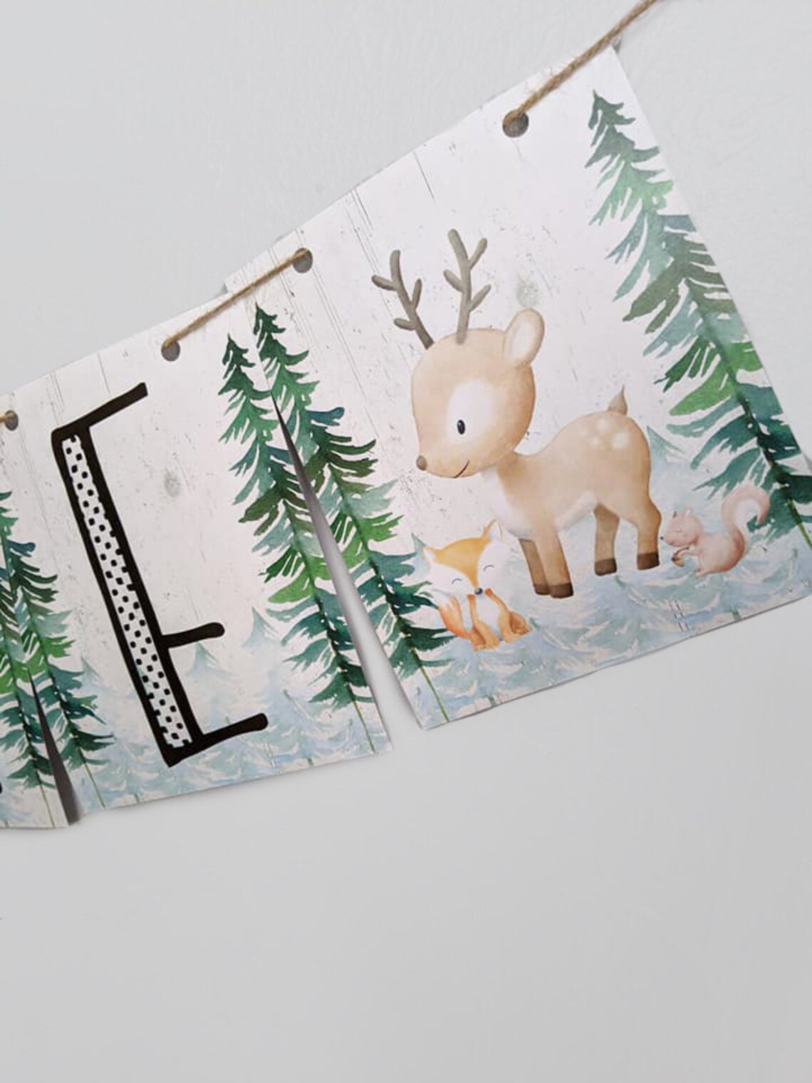 Woodland Happy Birthday Banner Forest Friens First Birthday | Etsy