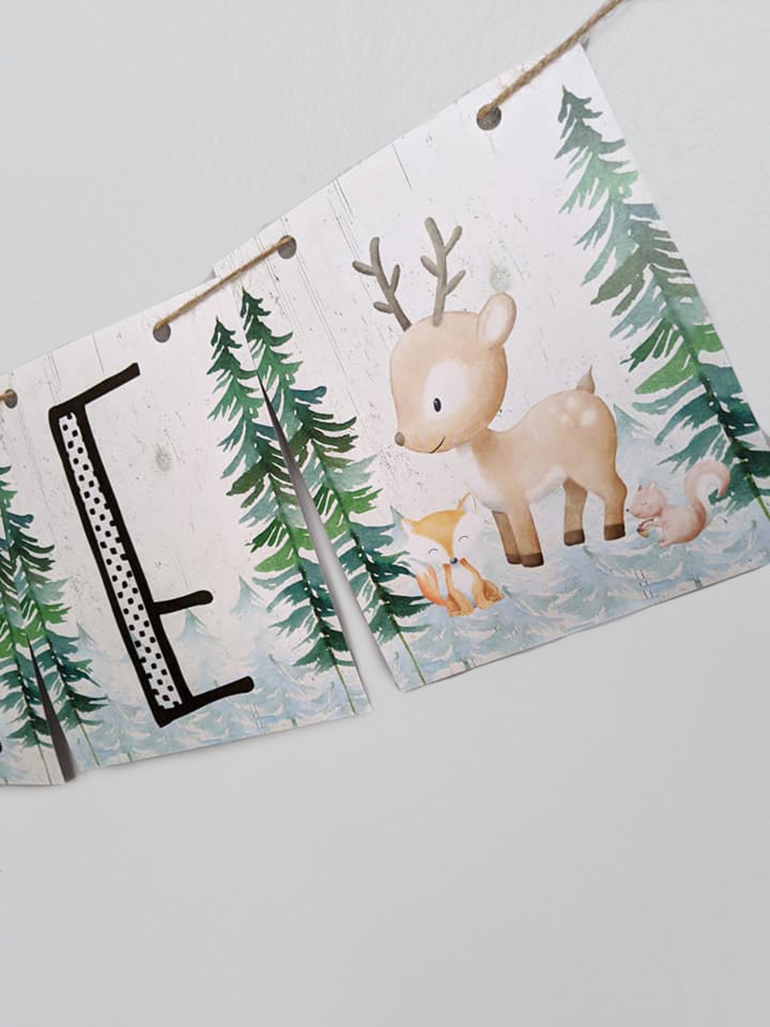 Woodland Happy Birthday Banner, Forest Friends First Birthday Party ...