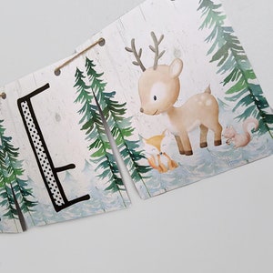 Woodland Happy Birthday Banner, Forest Friends First Birthday Party ...