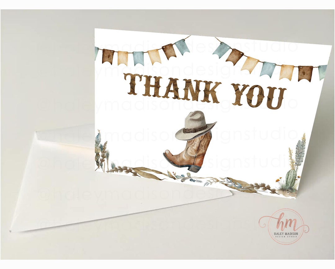 Cowboy Thank You Cards, Cowgirl Thank You Cards Little Cowboy Western ...