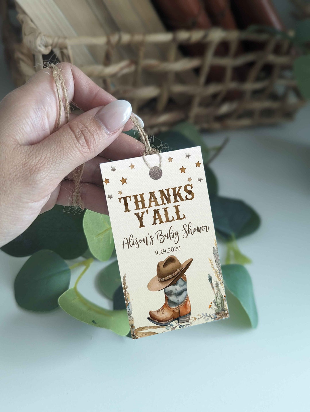 Cowboy Thank You Tags, Thank You Tags Size 2"wide X 3.5" Long, Little ...