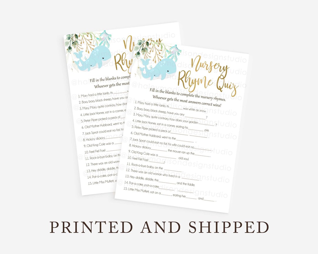 Whale Baby Bingo Cards, Baby Shower Game, Whale Baby Shower Bingo ...