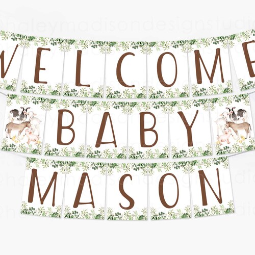 Farm Welcome Baby Banner Farm Animals Baby Shower Welcome - Etsy