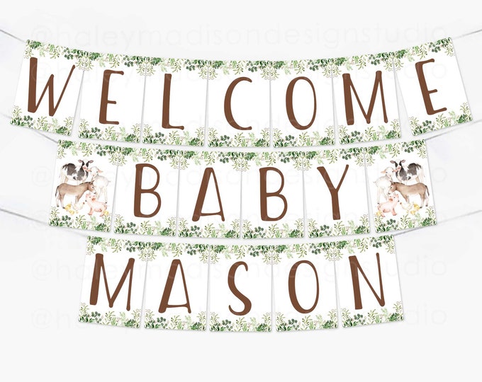 Farm Welcome Baby Banner Farm Animals Baby Shower Welcome - Etsy