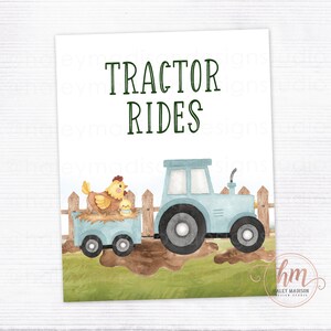 Farm Party Tractor Rides Sign, Farm Animals, Tractor Ride Party Sign ...